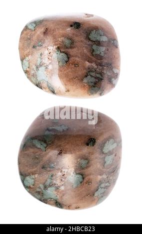 set of tumbled Nunderite (Nundoorite, Nundorite) gemstones isolated on ...