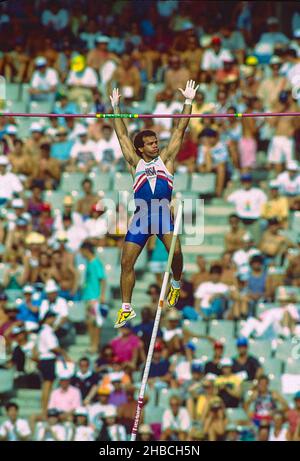 David Volz (USA) competing in the pole vault at the 1992 Olympic Summer ...