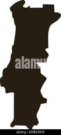 Portugal - solid black silhouette map of country area. Simple flat ...