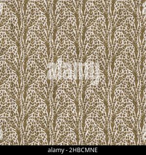 Sepia neutral botanical leaf seamless linen style pattern. Organic ...