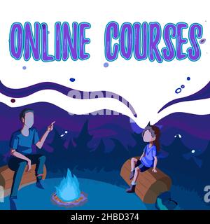 Text caption presenting Online Courses, Business concept earning an ...