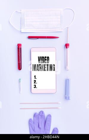 Text sign showing Video Marketing Tools. Business overview Technique ...