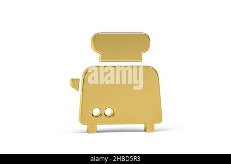 Golden 3d toaster icon isolated on white background - 3d render Stock Photo - Alamy