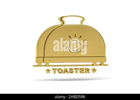 Golden 3d toaster icon isolated on white background - 3d render Stock Photo - Alamy