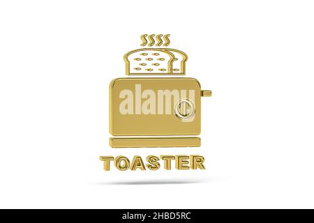 Golden 3d toaster icon isolated on white background - 3d render Stock Photo - Alamy