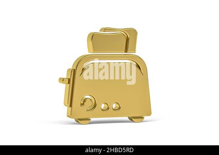 Golden 3d toaster icon isolated on white background - 3d render Stock Photo - Alamy