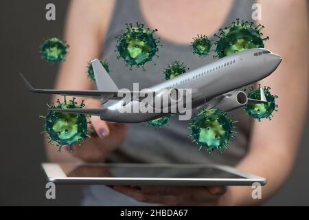 A 3D rendering of the viruses on a man background Stock Photo - Alamy