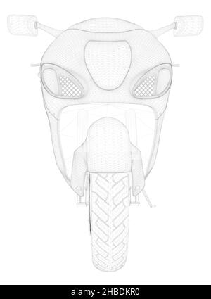 Wireframe of a sports motorcycle from black lines isolated on white ...