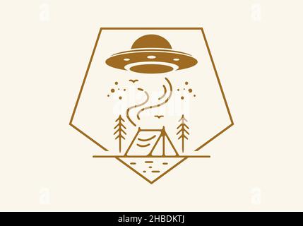 Alien camp area line art illustration design Stock Vector Image & Art ...