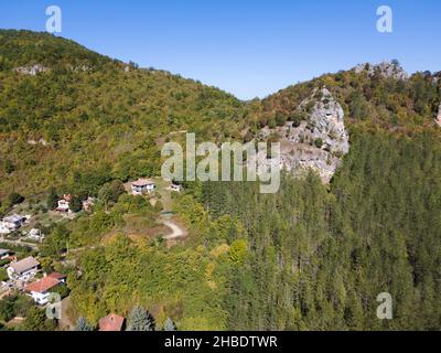 Aerial view of Erma River Gorge near town of Tran, Bulgaria Stock Photo ...