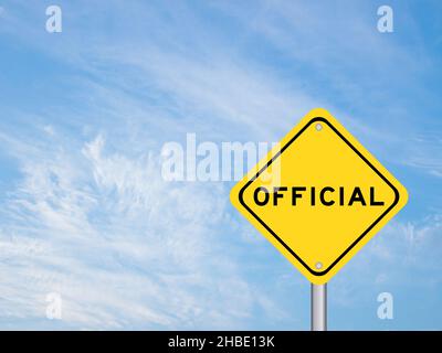 Yellow transportation sign with word contact on blue sky background ...