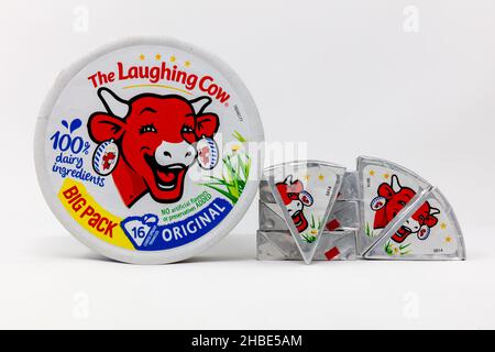 Laughing Cow soft cheese triangles Stock Photo - Alamy