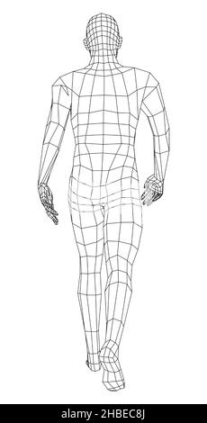 Wireframe walking man. 3d illustration Stock Photo - Alamy