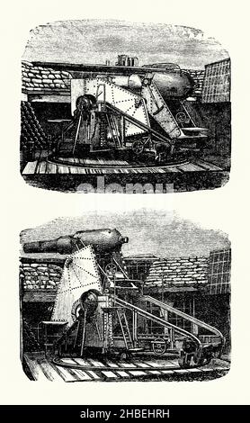 moncrieff gun carriage cannon disappearing artillery retracted recoiled ...