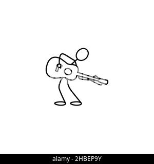Stick figure guitar man vector isolated on white background Stock ...