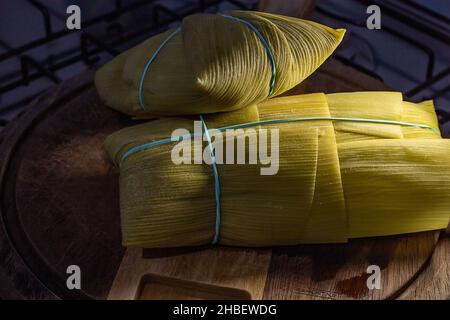 Goiânia, Goias, Brazil – December 19, 2021: Two pamonhas wrapped in ...