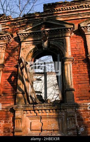 An outdoor view of ruined and abandoned houses in an old village Stock ...