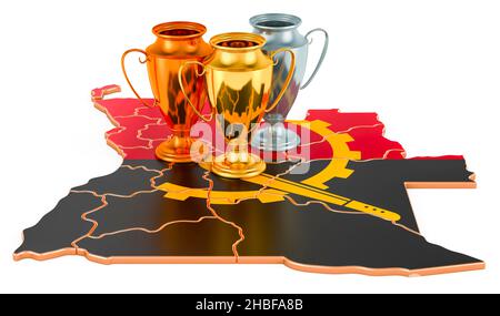3d illustration Set of gold Angolan kwanza coin in different angels on ...