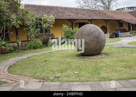 Ancient stone sphere on display at the National Museum of Costa Rica in ...