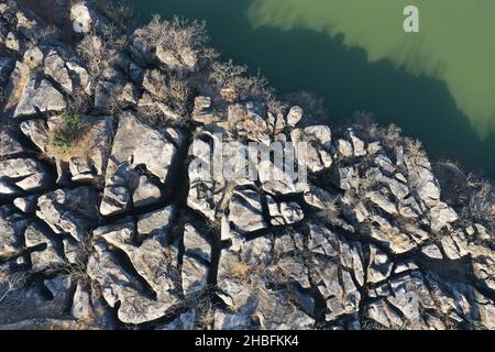 LINYI, CHINA - DECEMBER 19, 2021 - An underground stone forest ...