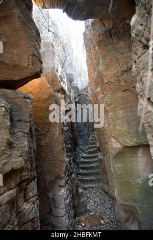 LINYI, CHINA - DECEMBER 19, 2021 - An underground stone forest ...