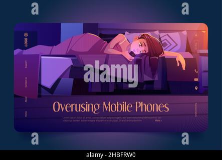 Sleepless girl using smartphone. Teenager suffering from insomnia ...