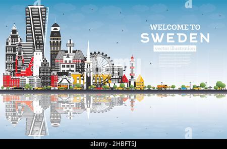 Welcome to Sweden. City Skyline with Gray Buildings and Blue Sky ...