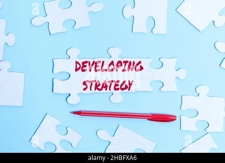 Writing displaying text Developing Strategy. Business concept Game plan ...