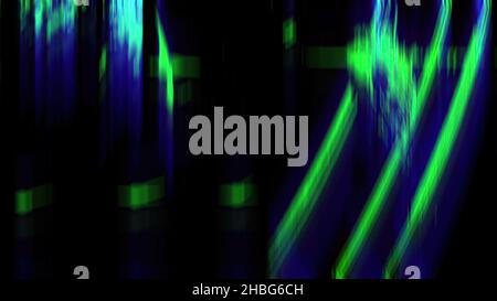 3d illustration - green Lines Expanding Tearing Across Frame to green ...