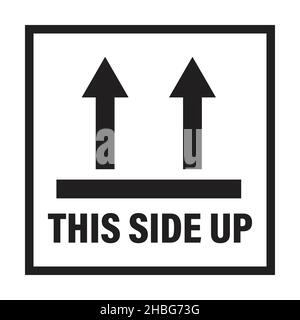 This way up package sticker icon vector. Upward packaging logo sign for ...