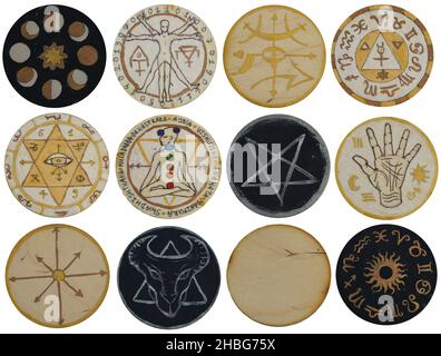Design set of magic seals with pentagram and mystic symbols isolated on ...