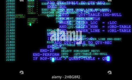 Programming code running down a computer screen terminal. 3d illustration Stock Photo - Alamy