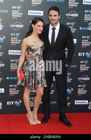 Jessica Lowndes and boyfriend Thom Evans attending the BT Sports ...