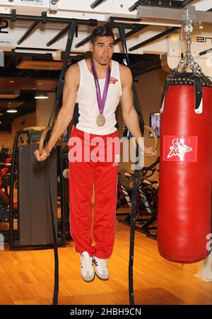Louis Smith MBE attending the 2013 Team Event at Virgin Active gym at ...