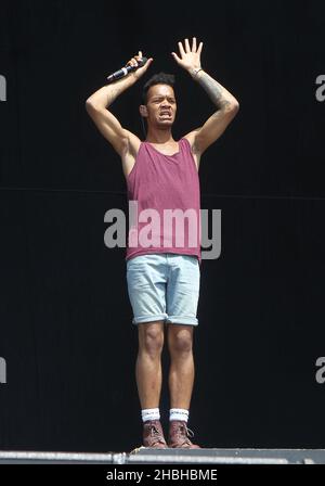 Jordan Stephens of Rizzle Kicks on stage during the 2012 Capital FM ...