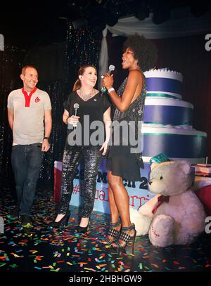 Jeremy Joseph, Sam Bailey and Naomi Campbell on stage at G-A-Y Heaven ...