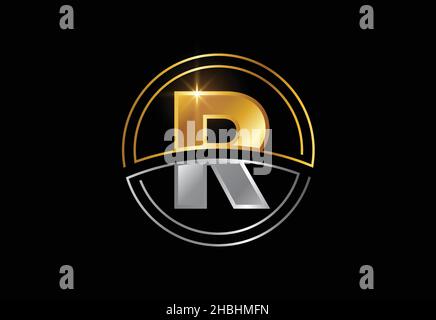 Initial letter Z with circle frame. Golden and silver color alphabet ...