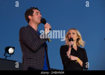 Nick Grimshaw and Fearne Cotton on stage at the Invictus Games Closing ...
