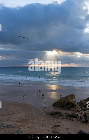 Sunset, Ilbarritz beach. Basque Country, Pyrenees-Atlantiques, France ...