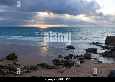 Sunset, Ilbarritz beach. Basque Country, Pyrenees-Atlantiques, France ...
