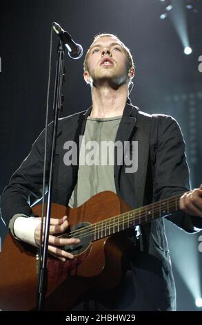 Chris Martin and Coldplay photographed performing live at the Teen ...