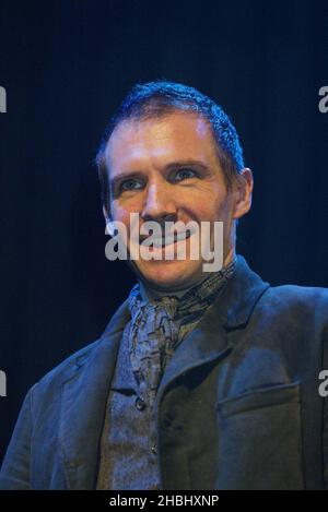 Ralph Fiennes performs on stage in the Brand at the Theatre Royal ...