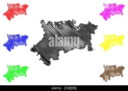 Mirzapur district (Uttar Pradesh State, Republic of India) map vector ...