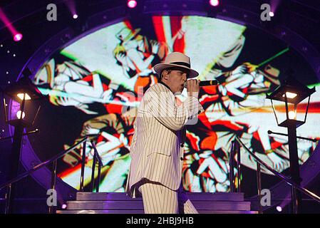 Westlife quartet less Brian McFadden perform on stage promoting their ...