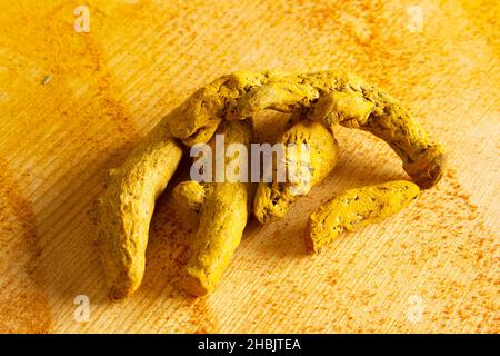 Turmeric sticks on wood. Alternative medicine Stock Photo - Alamy