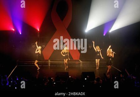Girls Aloud perform on stage at the 15th Anniversary at the G-A-Y ...