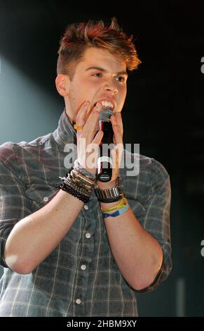 X Factor runner-up Aiden Grimshaw performs at G-A-Y Heaven in London on ...