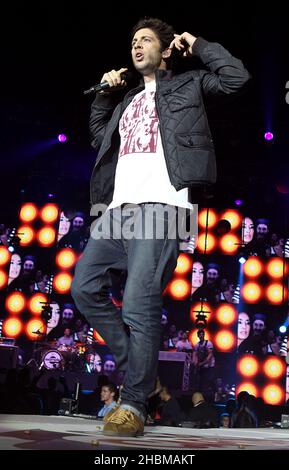 Example on stage during Capital FM's Jingle Bell Ball at the O2 Arena ...