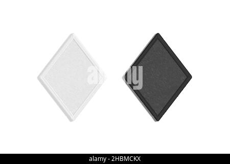 Blank black and white rhombus embroidered patch mockup pair, isolated ...