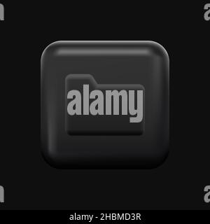 Black Folder Icon. 3d File Manager Button. Vector illustration Stock ...